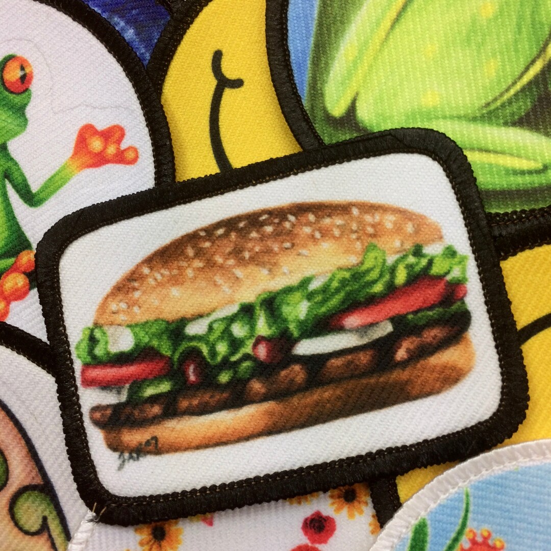 Hamburger Patch - Cute Burger Jacket Backpack Back Small Sew on or Hook ...