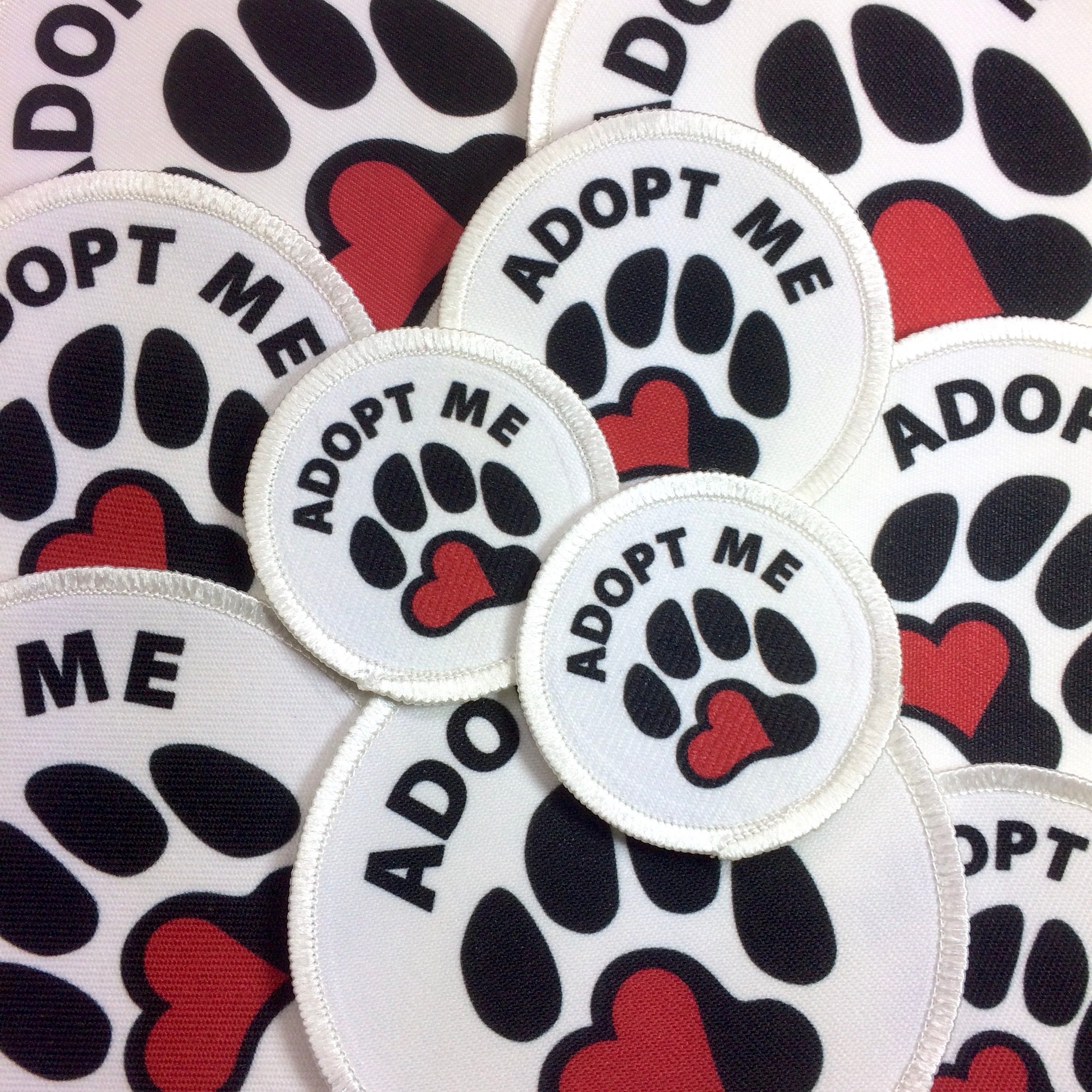 Adopt Me Patch Pet Adoption Paw Print Heart Rescue Shelter Animal Sew ...