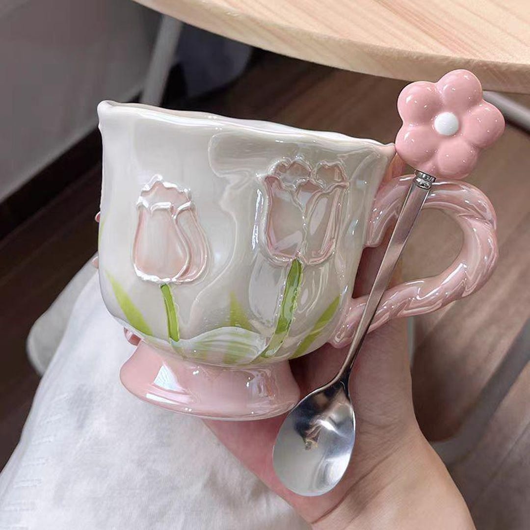 Tulip Stem Mug Ceramic Cup High-beauty Water Cup, Birthday Gift for ...