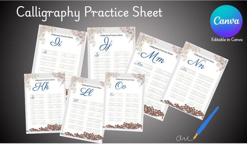 Modern Calligraphy Alphabet Practice Sheet PDF – Beginner Brush ...