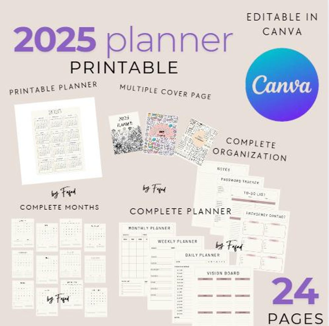 Customizable Canva Planner 2025| Digital Monthly, Weekly & Daily ...