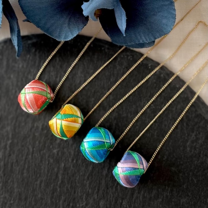 Kaga Yubinuki Necklace – Handmade Japanese Thimble Pendant, Silk Thread ...