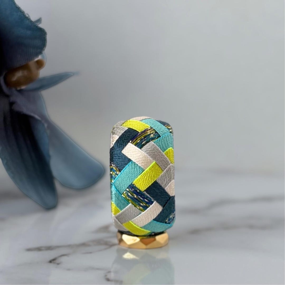 Kaga Yubinuki, Woven Pattern Japanese Thimble Pendant – Blue & Green ...