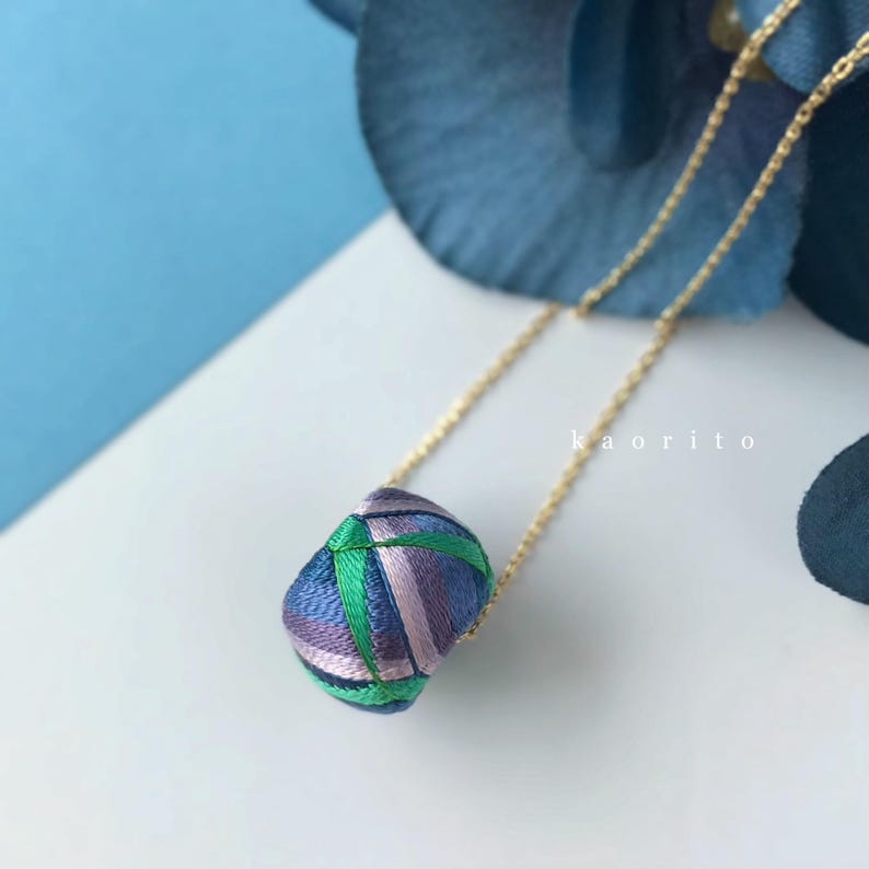 Kaga Yubinuki Necklace – Handmade Japanese Thimble Pendant, Silk Thread ...