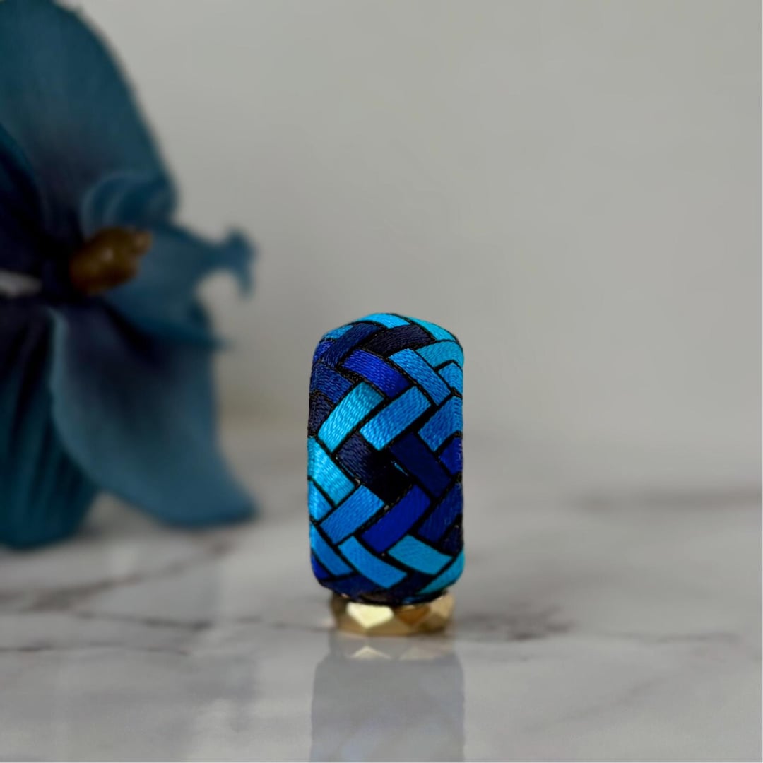 Kaga Yubinuki, Sapphire Blue Sashiko Thimble – Japanese Embroidery Ring ...