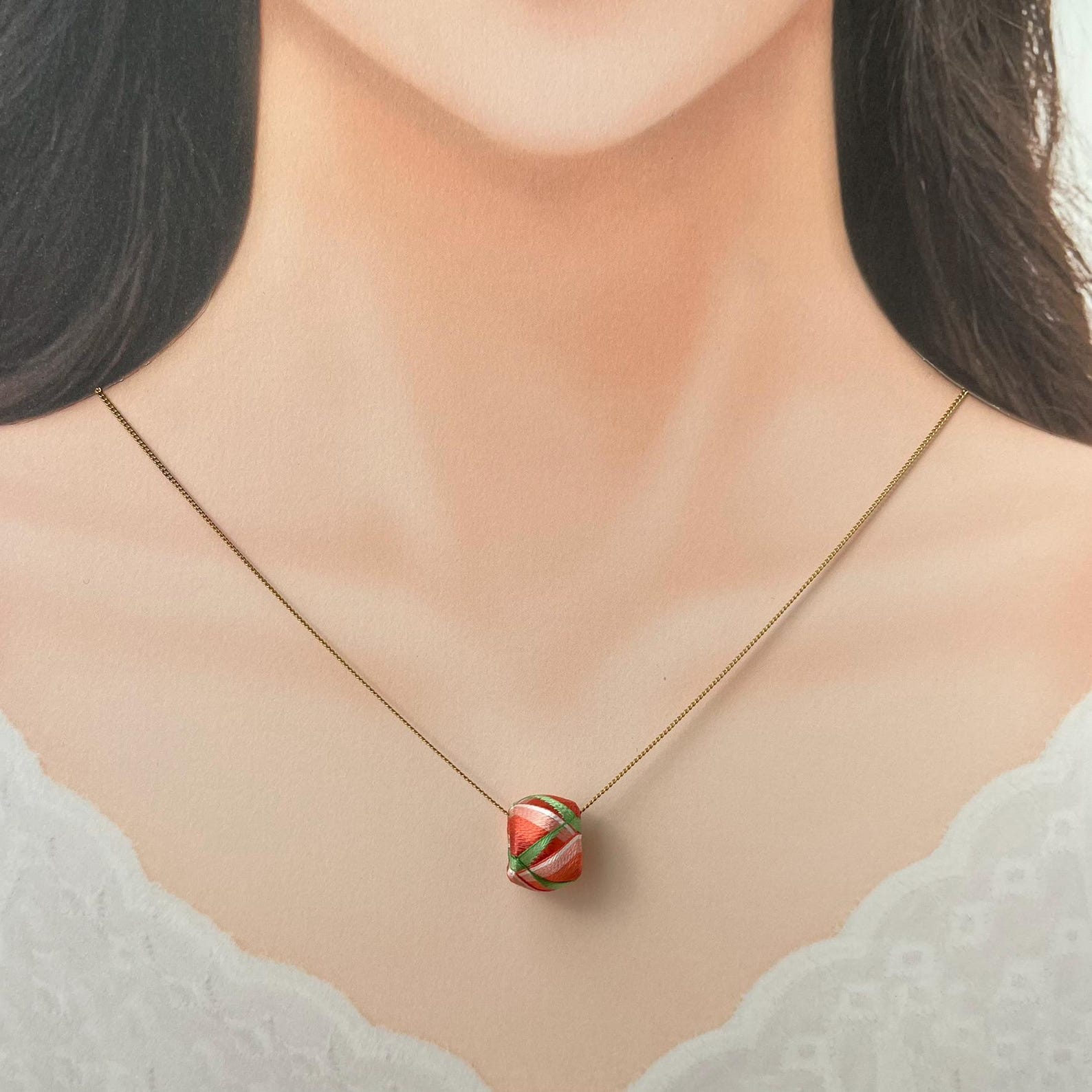 Kaga Yubinuki Necklace – Handmade Japanese Thimble Pendant, Silk Thread ...