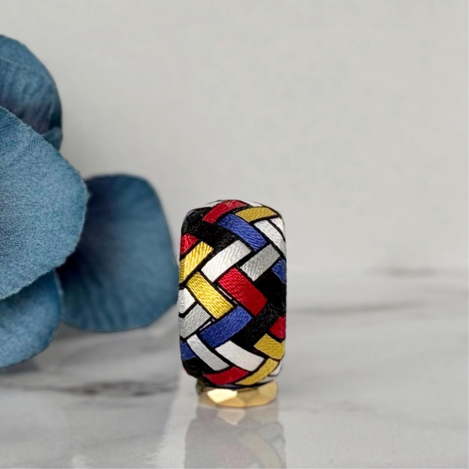 Kaga Yubinuki – Mondrian Color Block Thimble Necklace, Japanese Silk ...