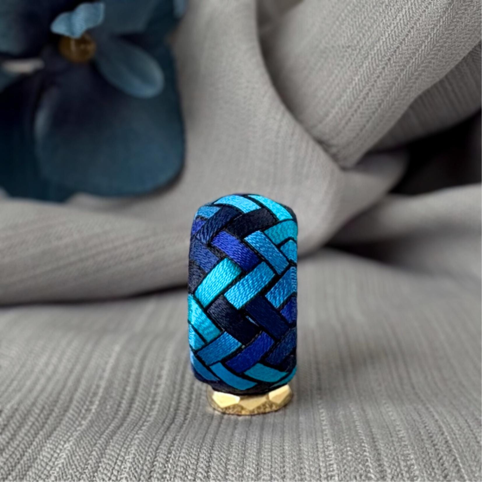 Kaga Yubinuki, Sapphire Blue Sashiko Thimble – Japanese Embroidery Ring ...