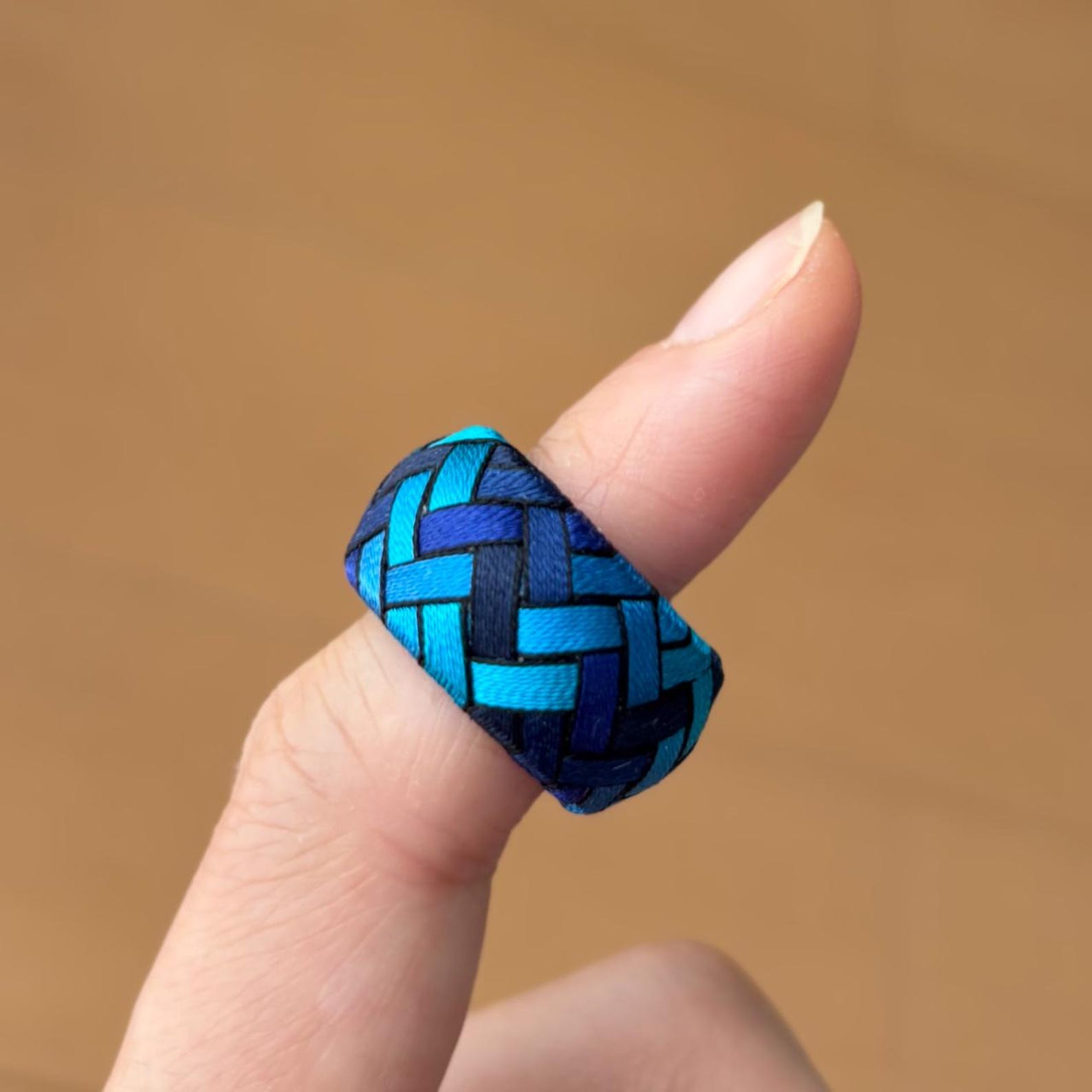 Kaga Yubinuki, Sapphire Blue Sashiko Thimble – Japanese Embroidery Ring ...