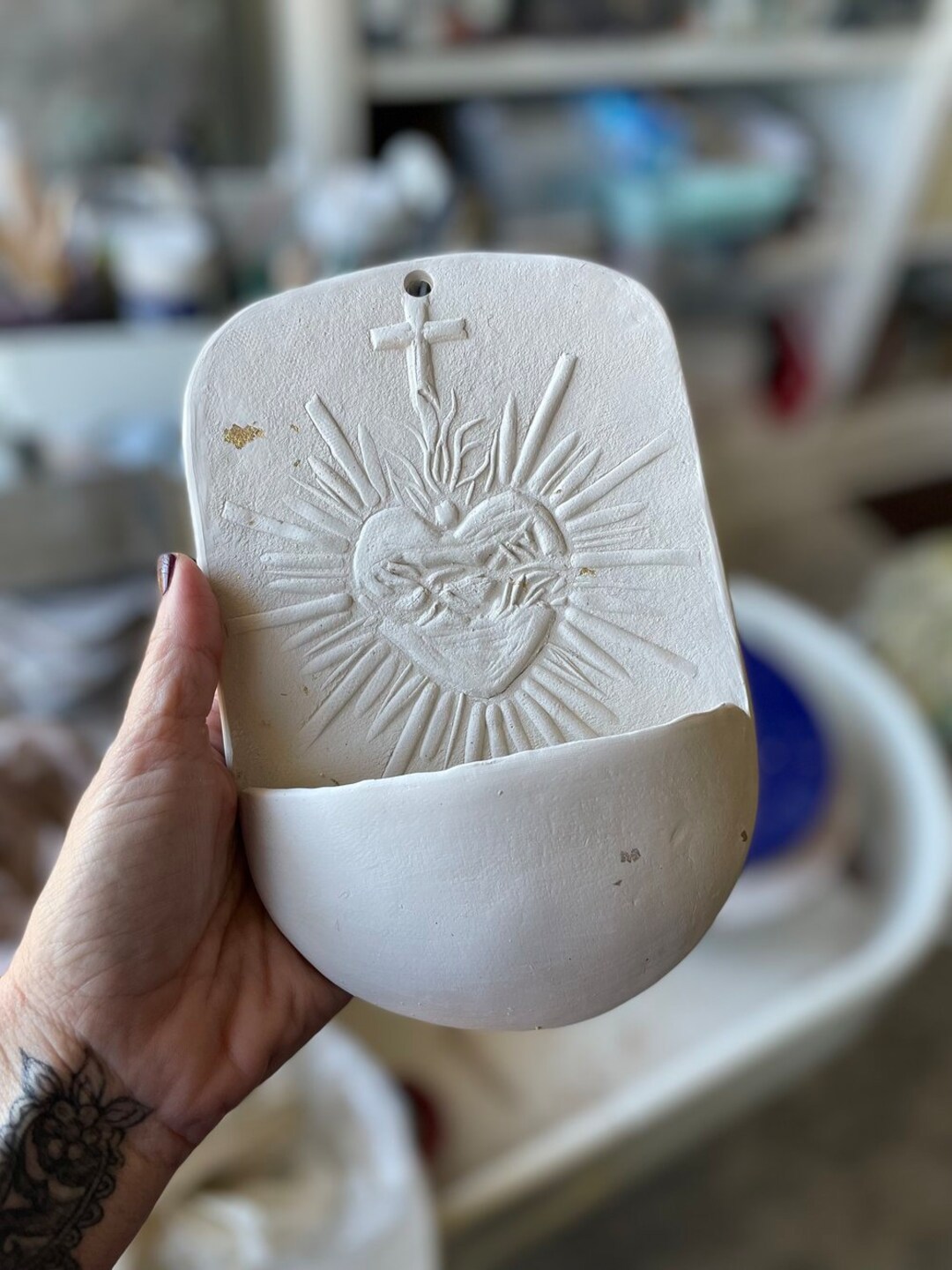 Handmade Sacred Heart Holy Water Font – Ceramic Catholic Decor - Etsy