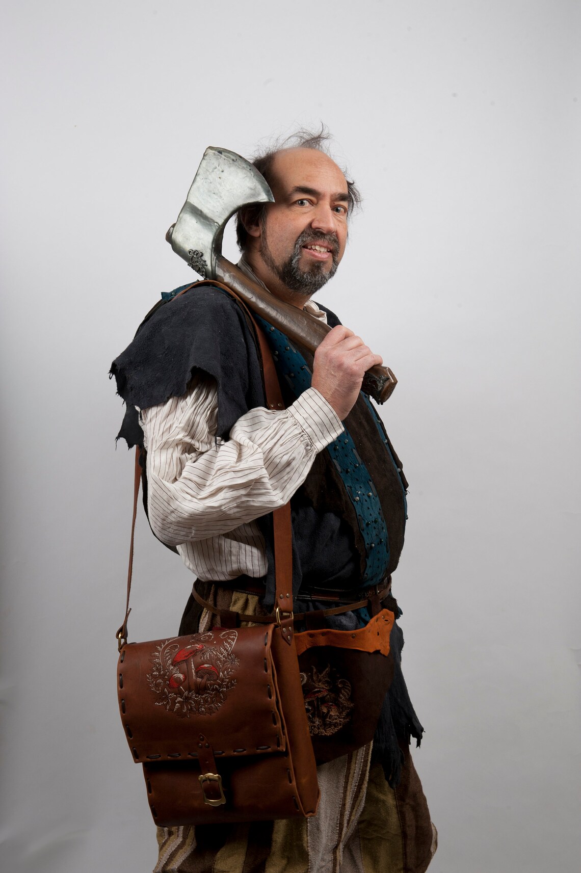 Large Leather Shoulder Bag Larp Costume Accessory Alchemist Embroidery ...