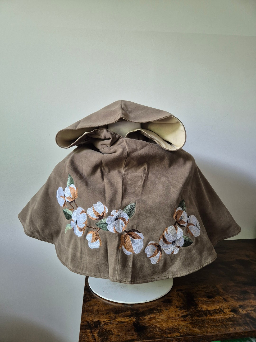 Medieval Hood Larp Costume Mantle Cotton Embroidery Lrp Druid Cosplay ...