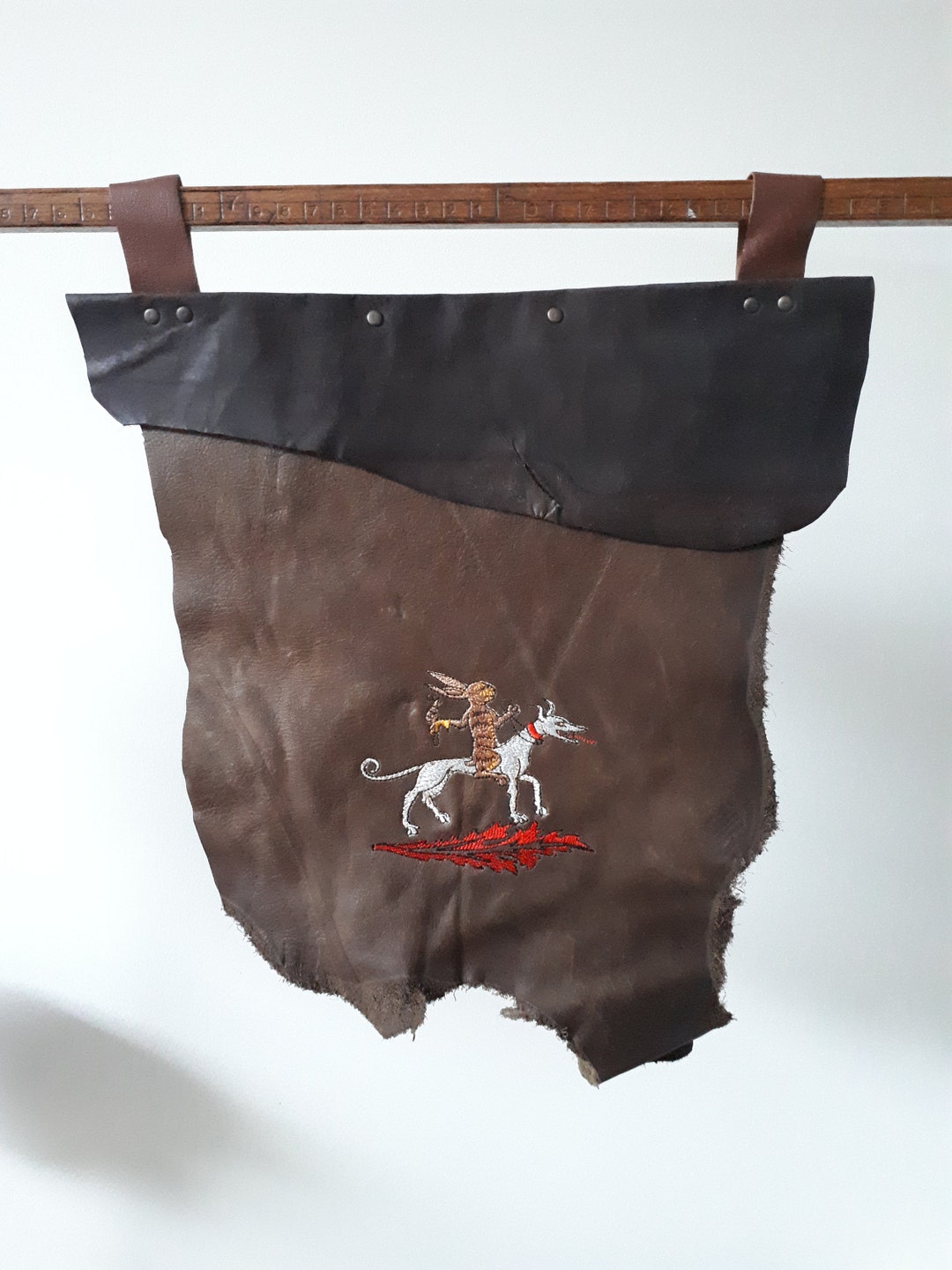 Medieval Clothing Leather Mini Banner With Hunter Hare Embroidery ...
