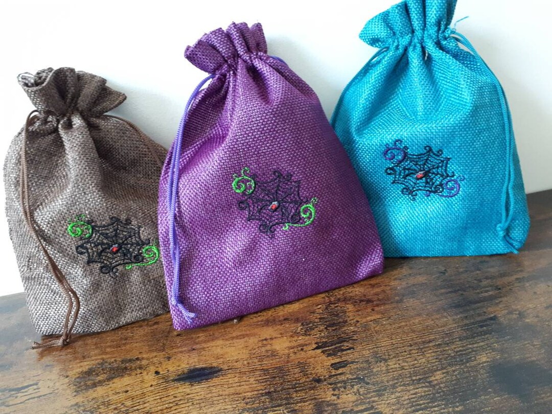 Fabric Larp Pouch Spider Embroidery Small Dice Bag Dnd Dungeons Dragons ...