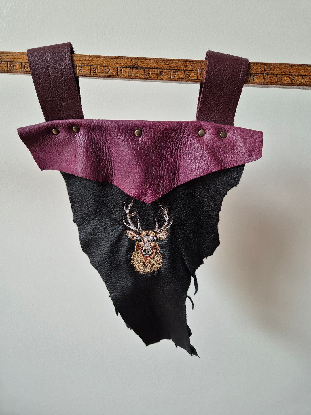 Leather Mini Banner With Stag Embroidery Larp Shaman Armor Lrp Druid ...