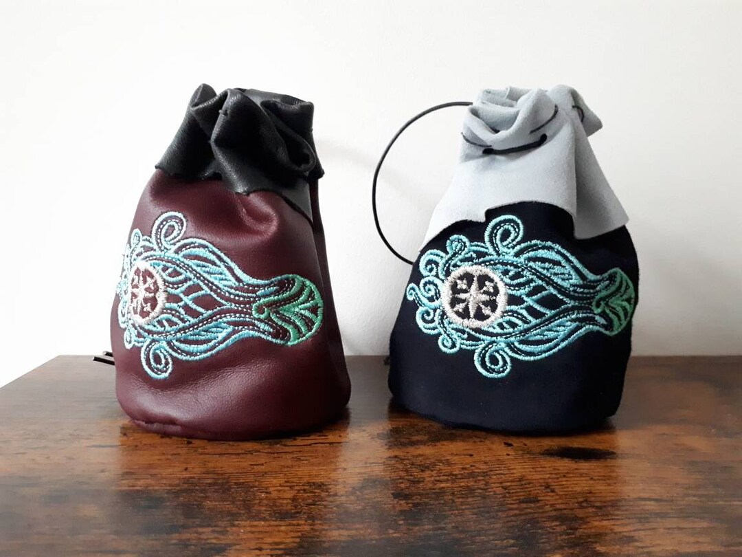 Pirate Dice Bag Large Leather Larp Pouch Kraken Embroidery Rpg Gamer ...