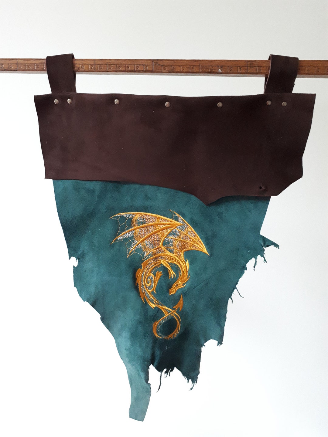 Leather Mini Banner Dragon Embroidery Larp Druid Armor Fantasy Costume ...