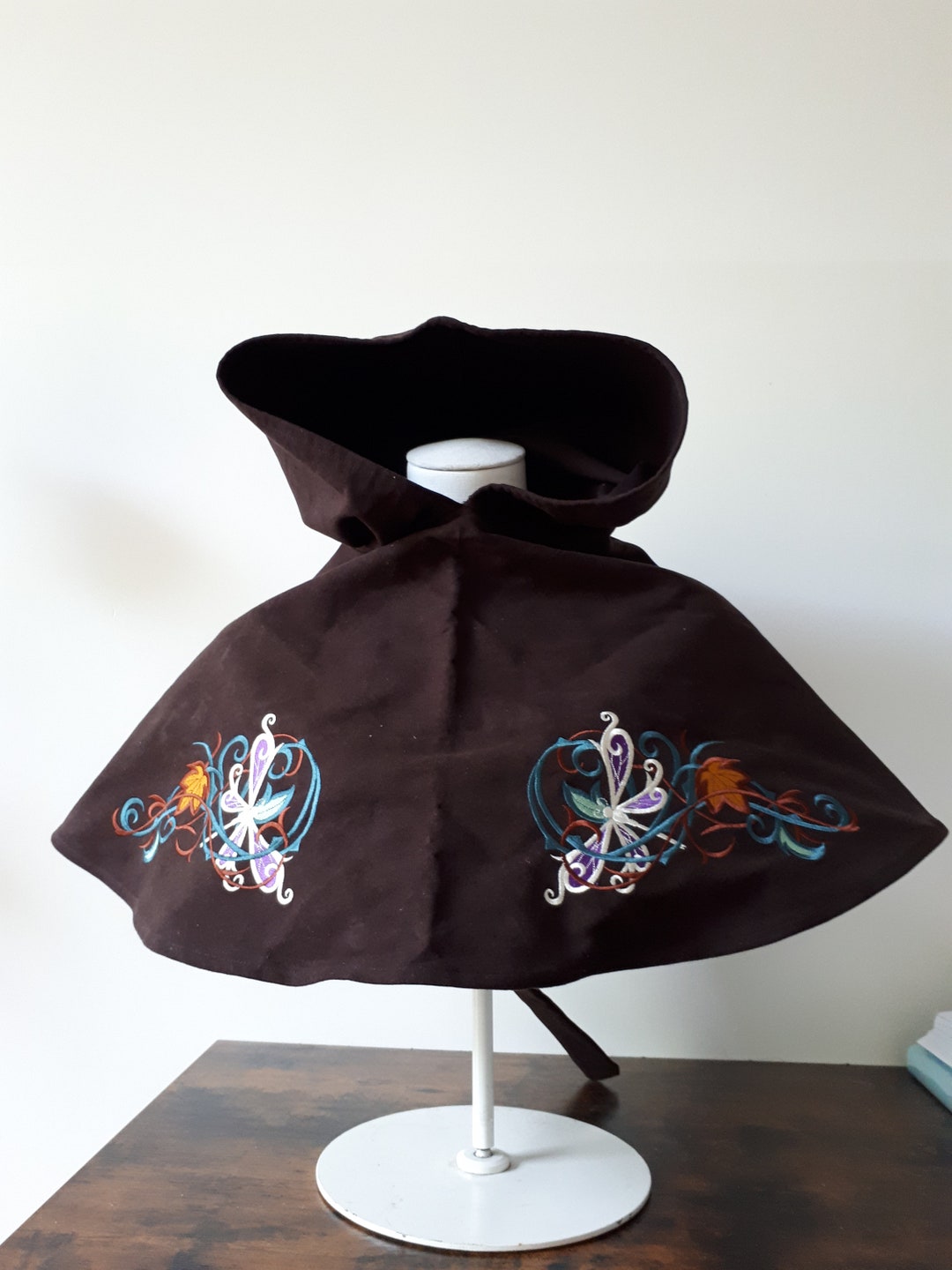 Medieval Hood Elven Embroidery Larp Costume Mantle Cosplay Accessory ...