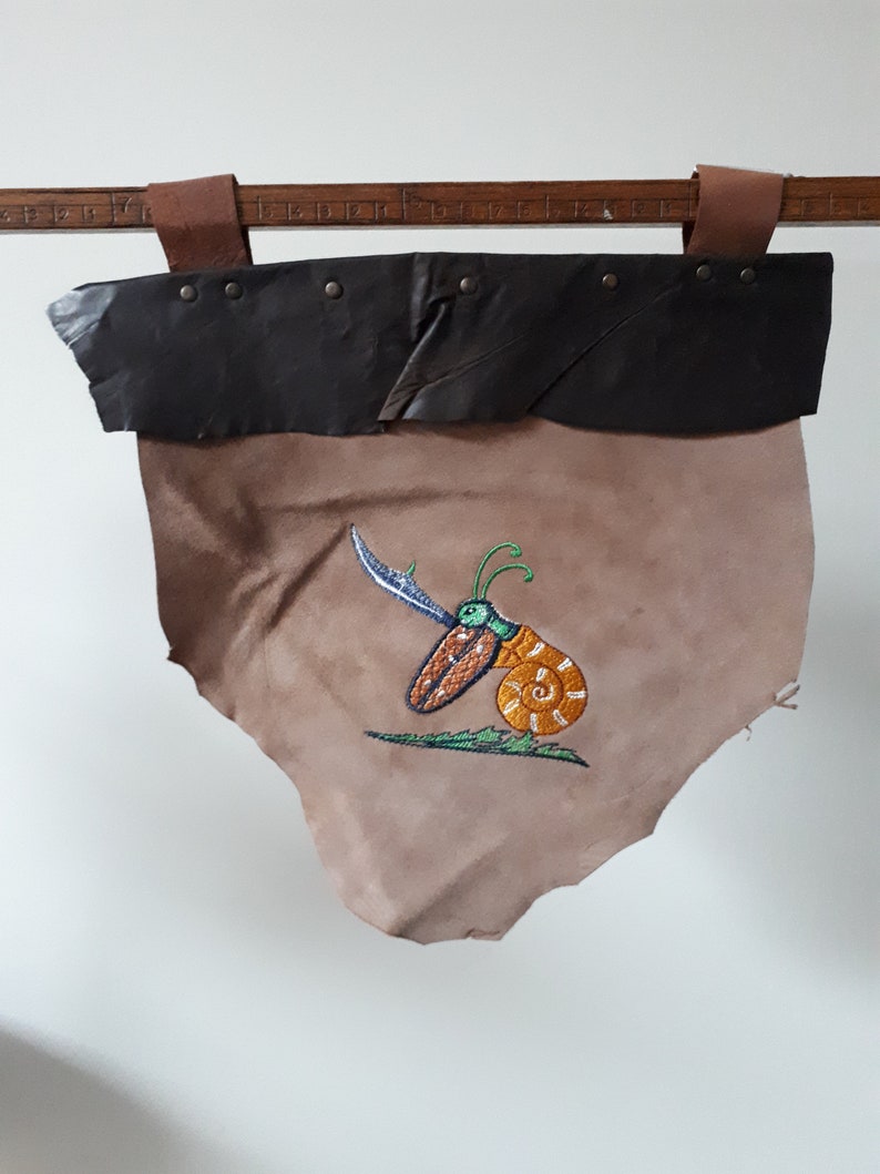 Medieval Clothing Leather Mini Banner With Warrior Snail Embroidery ...