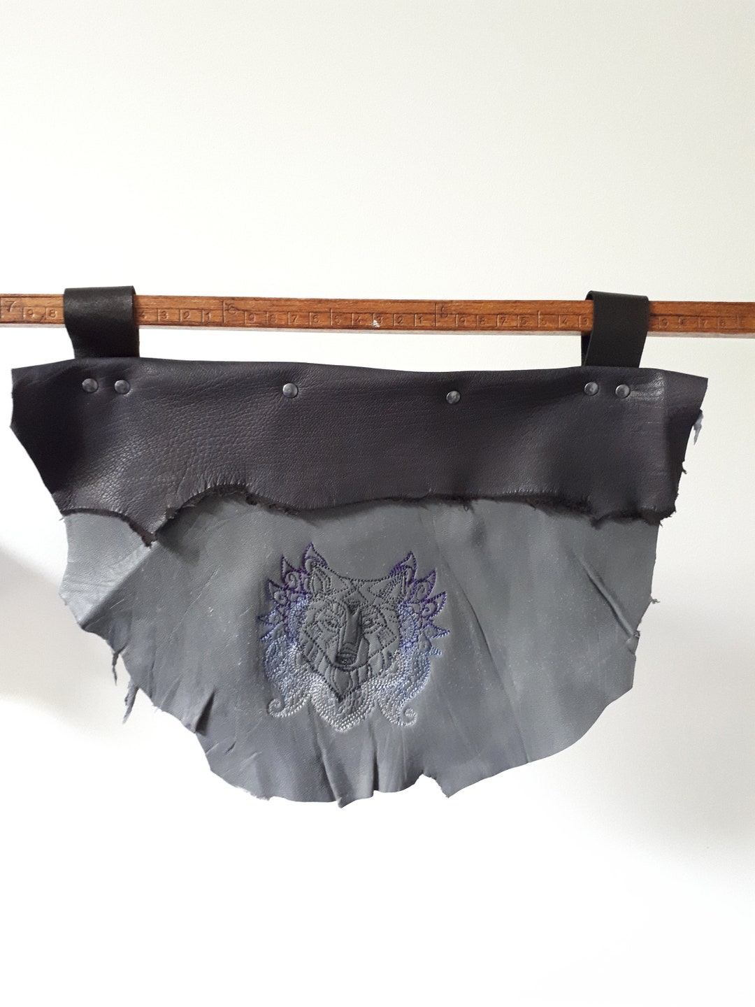 Leather Mini Banner for Larp Costume Armor Wolf Embroidery Magical ...