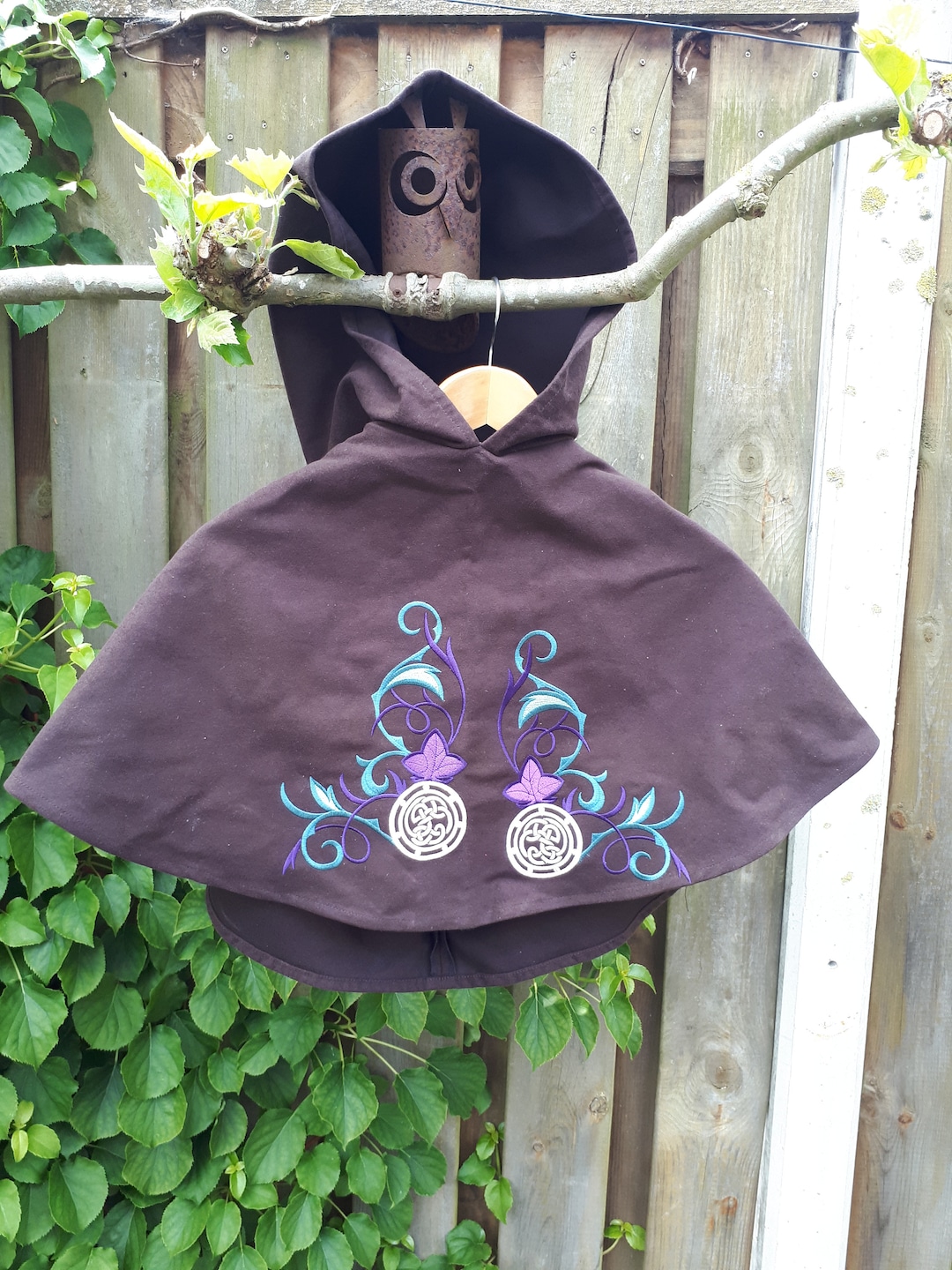 Medieval Hood Elven Embroidery Larp Costume Mantle Cosplay Accessory ...