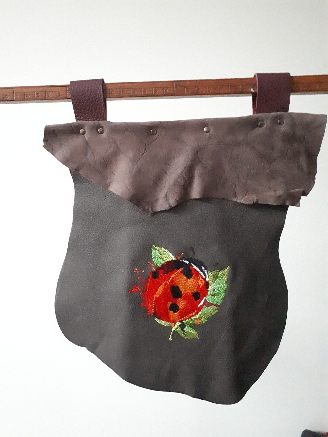 Leather Mini Banner With Lady Bug Embroidery Nature Druid Cosplay ...