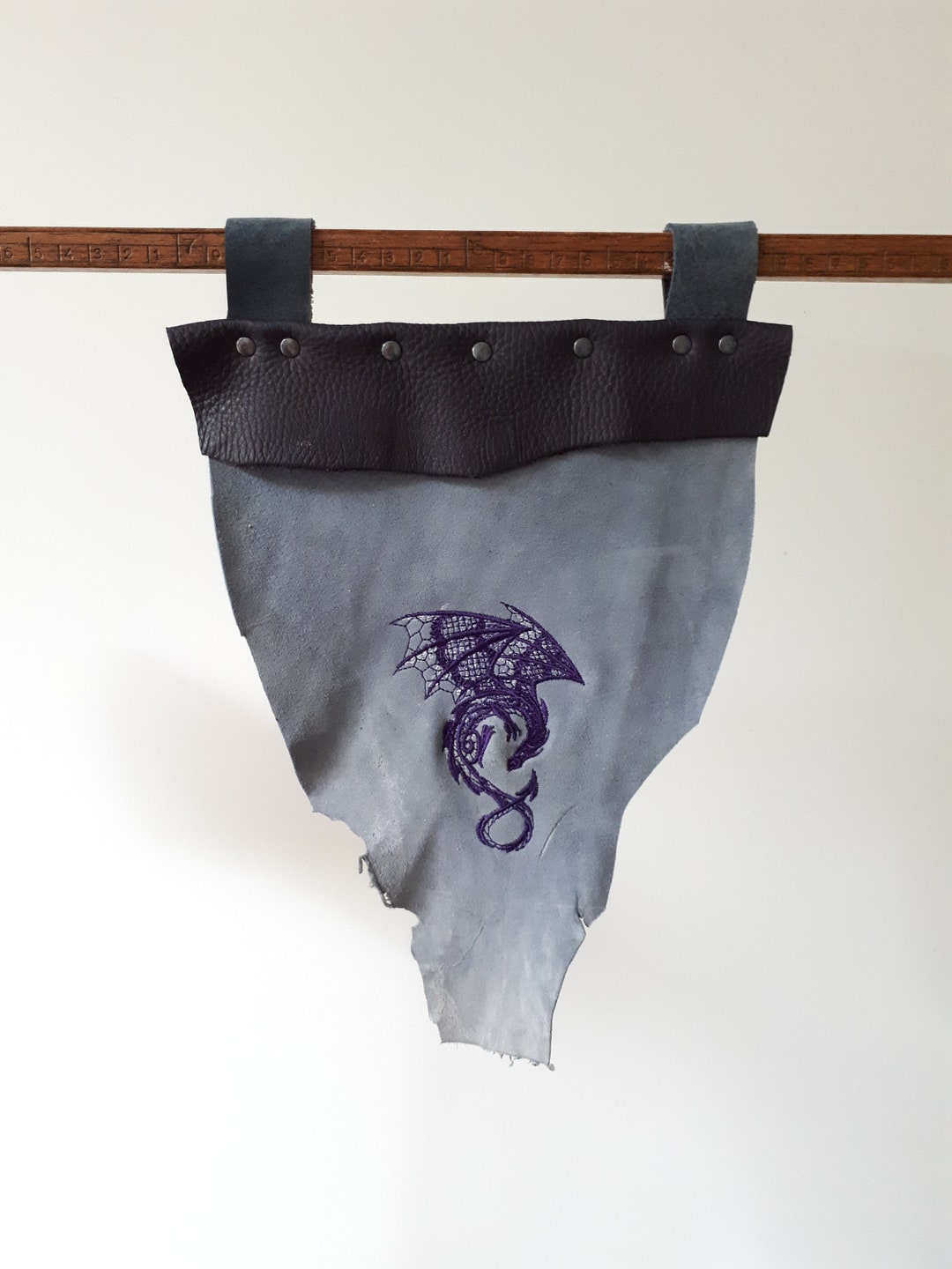 Leather Mini Banner Dragon Embroidery Larp Mage Armor Fantasy - Etsy