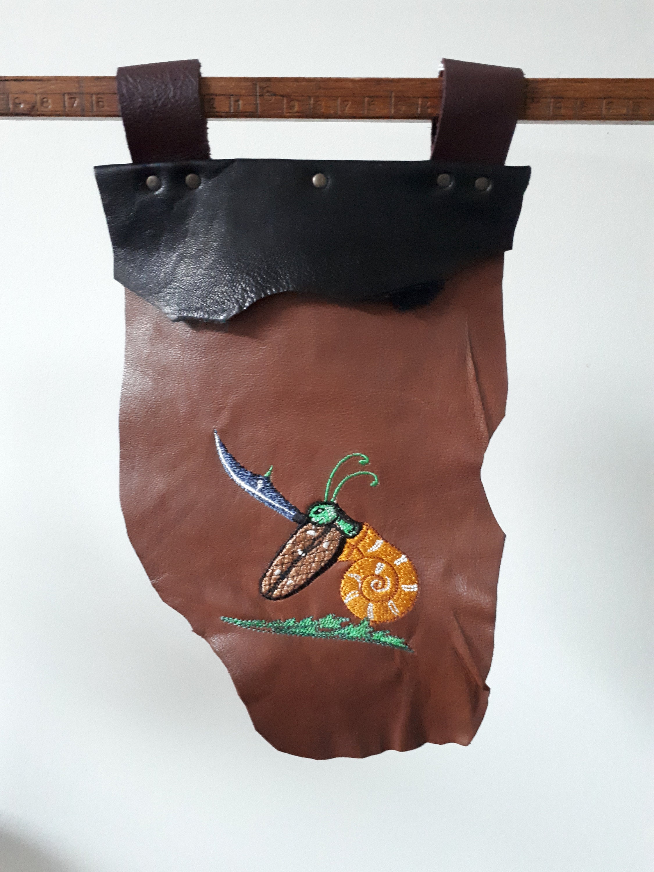 Medieval Clothing Leather Mini Banner With Warrior Snail Embroidery ...