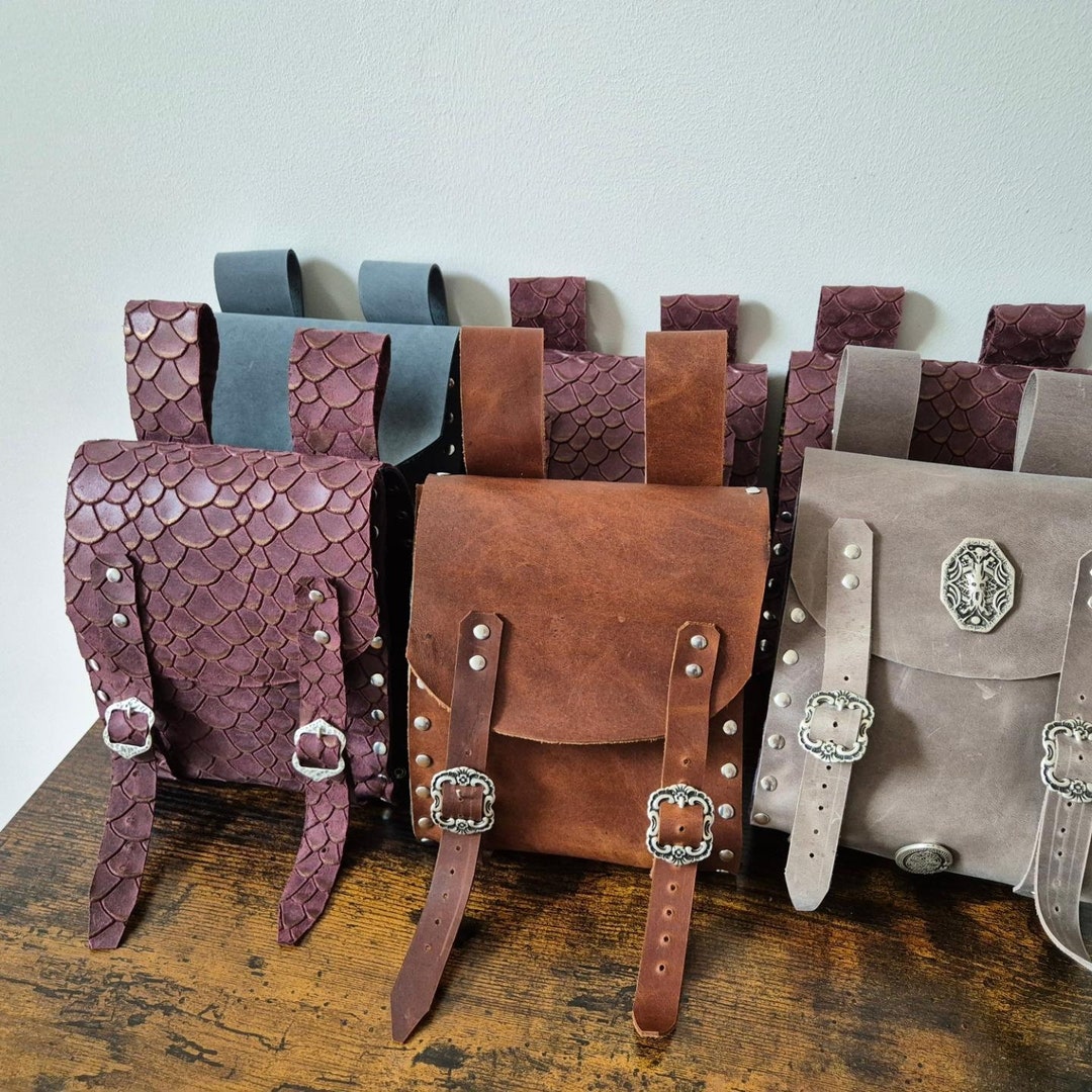 Large Leather Hip Bag for Larp Costume Medieval Fantasy Accessory Lrp ...