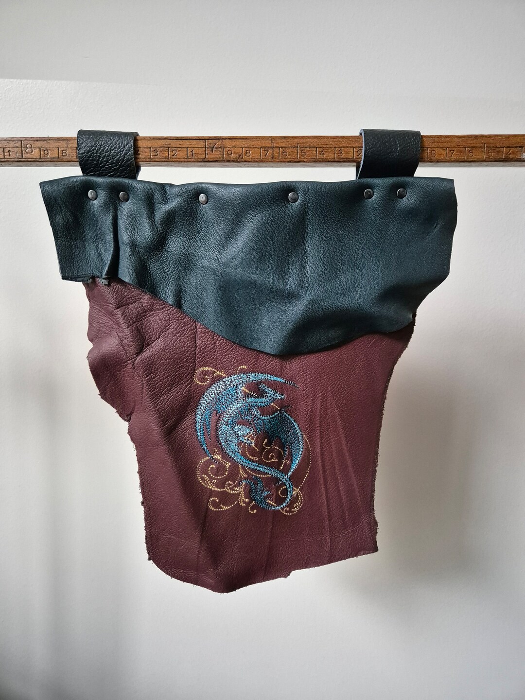 Leather Mini Banner Dragon Embroidery Larp Mage Armor Fantasy Costume ...