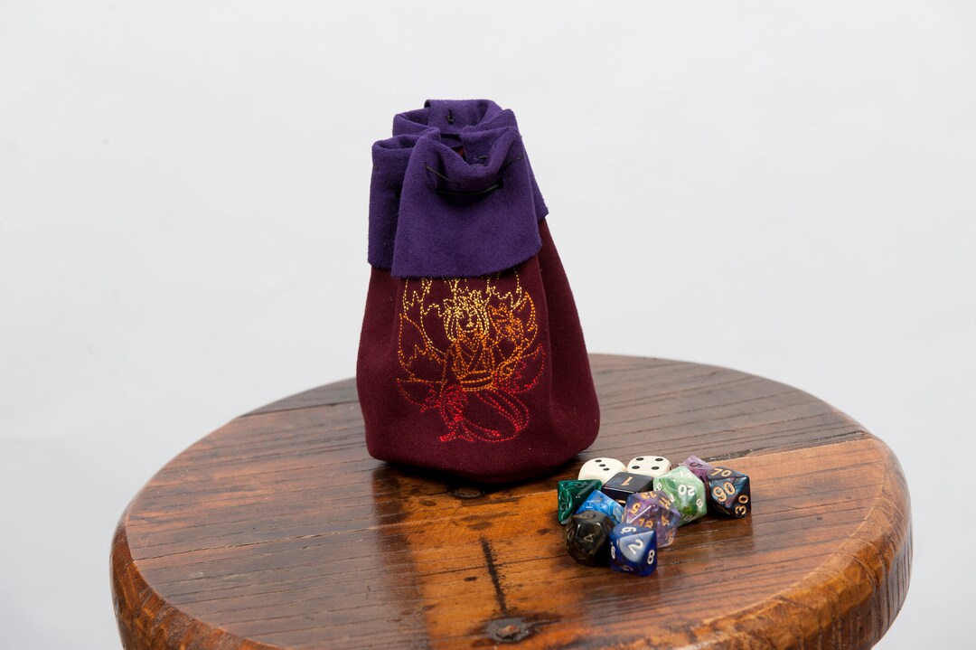 Large Leather Dice Pouch With Kitsune Embroidery Larp Bag Dungeons and ...