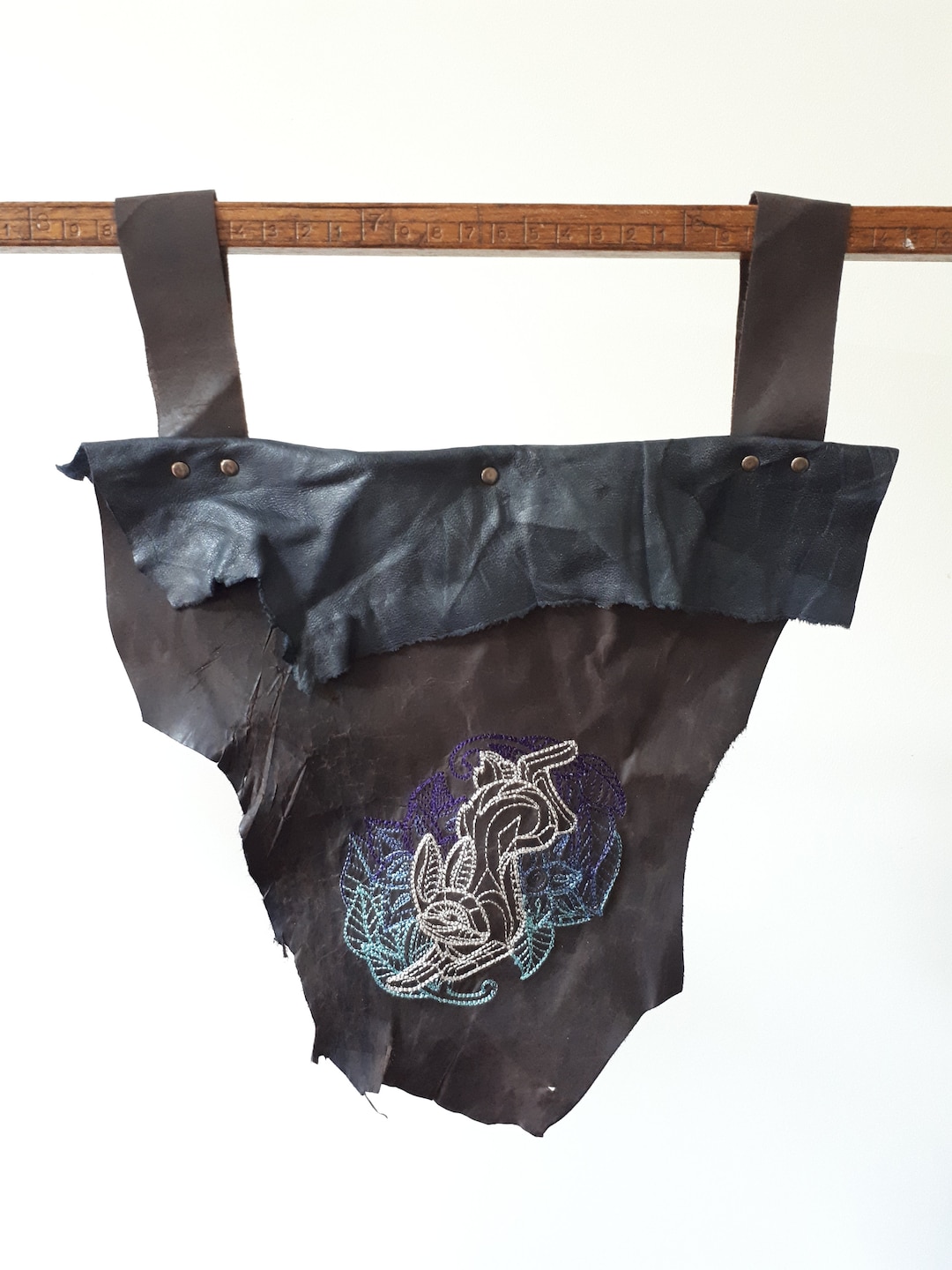 Leather Mini Banner With Rabbit Embroidery Larp Shaman Armor Lrp Druid ...