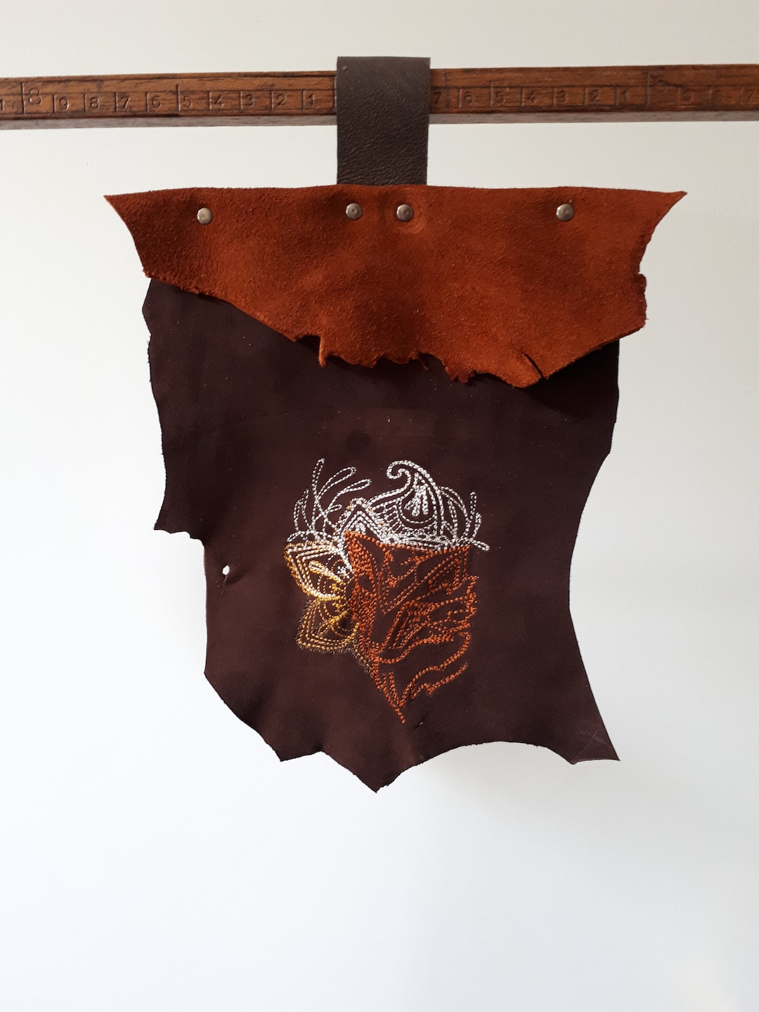 Leather Mini Banner With Fox Embroidery Larp Shaman Armor Lrp Druid ...