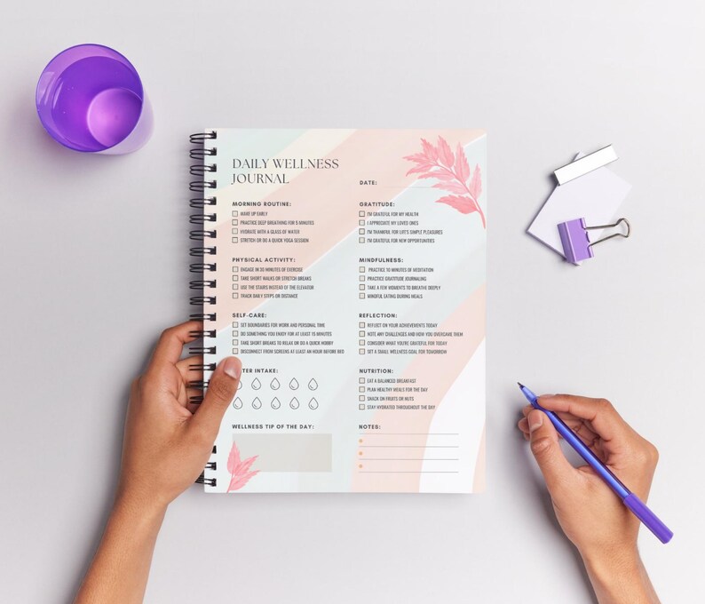 Daily Wellness Journal, Printable Daily Planner, Self-care Journal ...