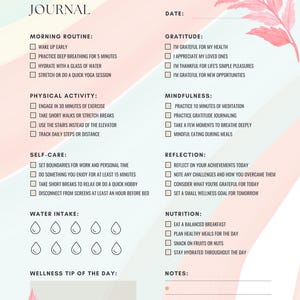 Daily Wellness Journal, Printable Daily Planner, Self-care Journal ...