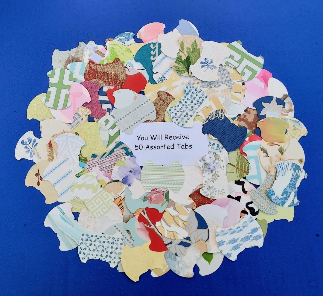 50 Whale Tail Tabs Cut From Wallpaper - Assorted Textures, Colors - No ...