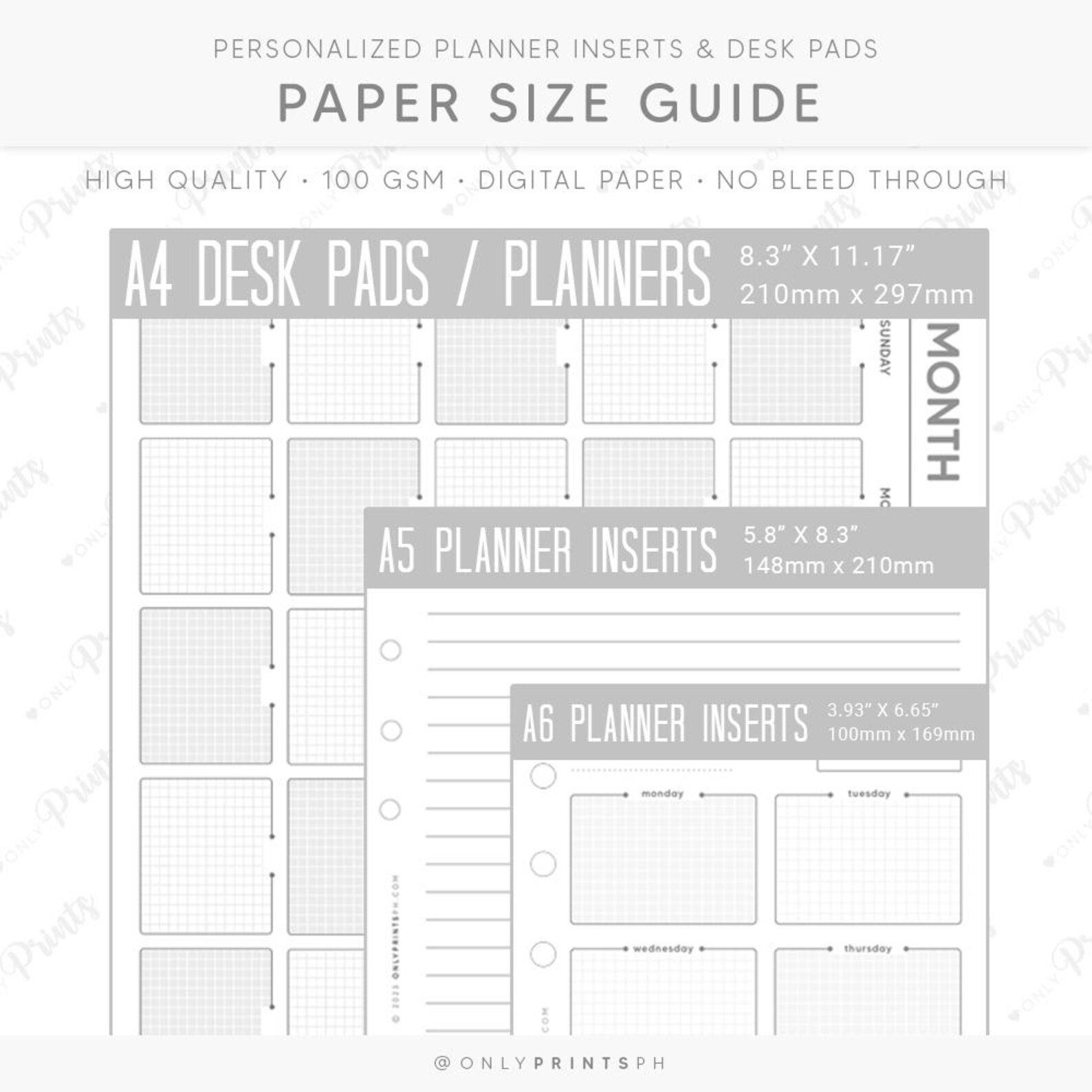 PRINTED Personal A6 My Day Planner Inserts, 30 Sheets, 3.93" X 6.65 ...