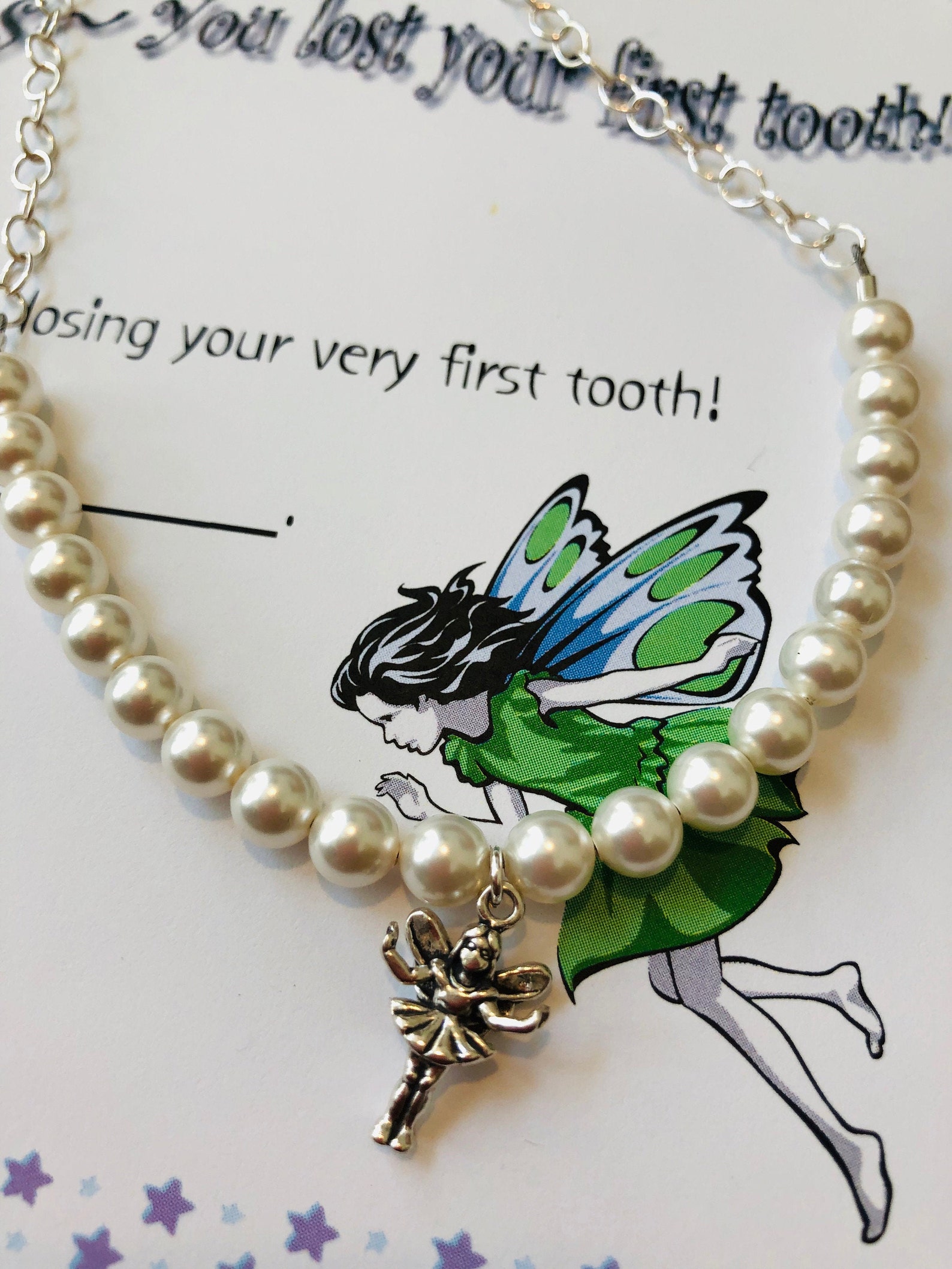 Tooth Fairy Necklace With Pearls and Sterling Silver Chain - Etsy