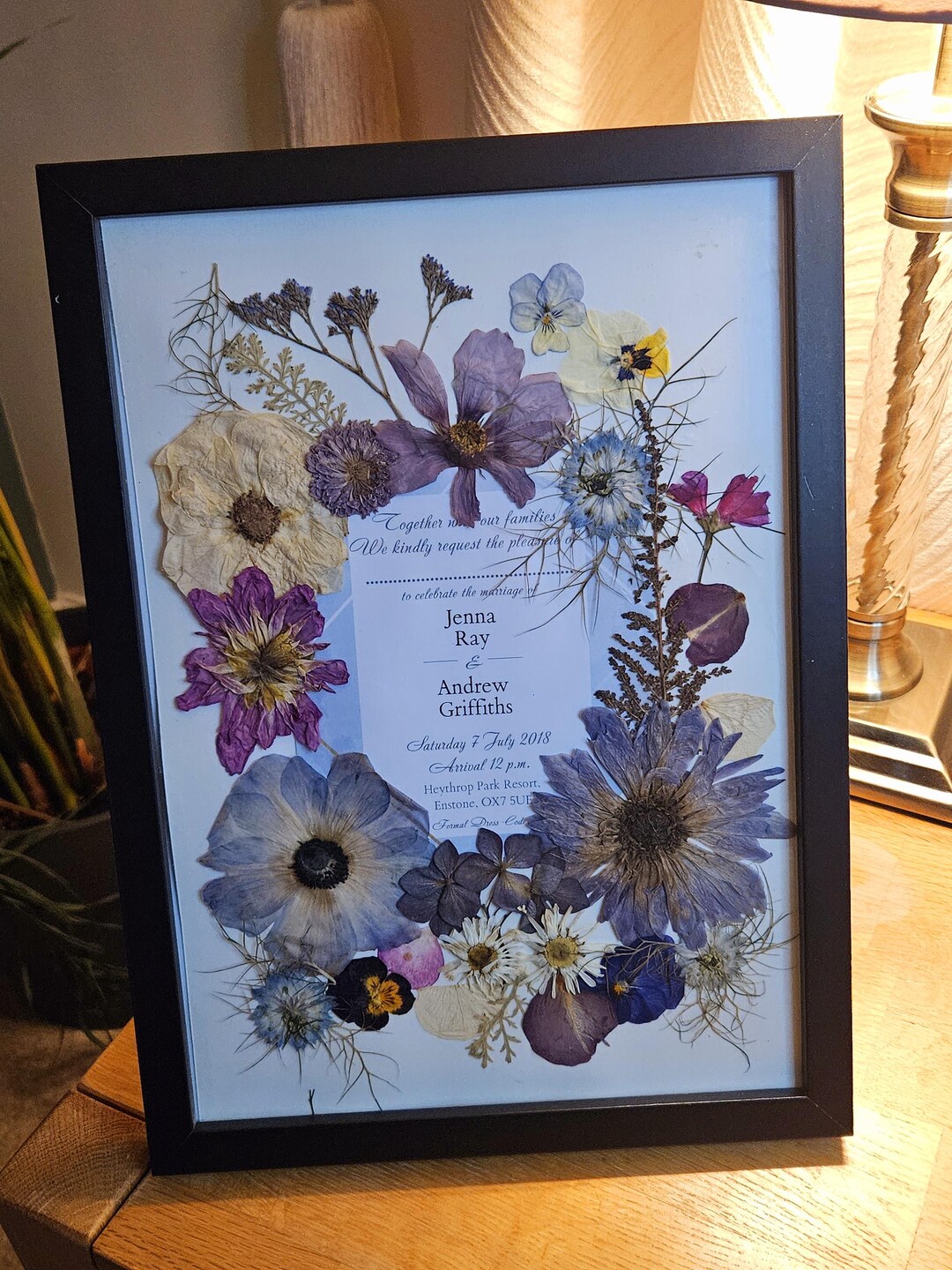 Personalised Wedding Invitation Keepsake With Dried Flowers Handmade ...