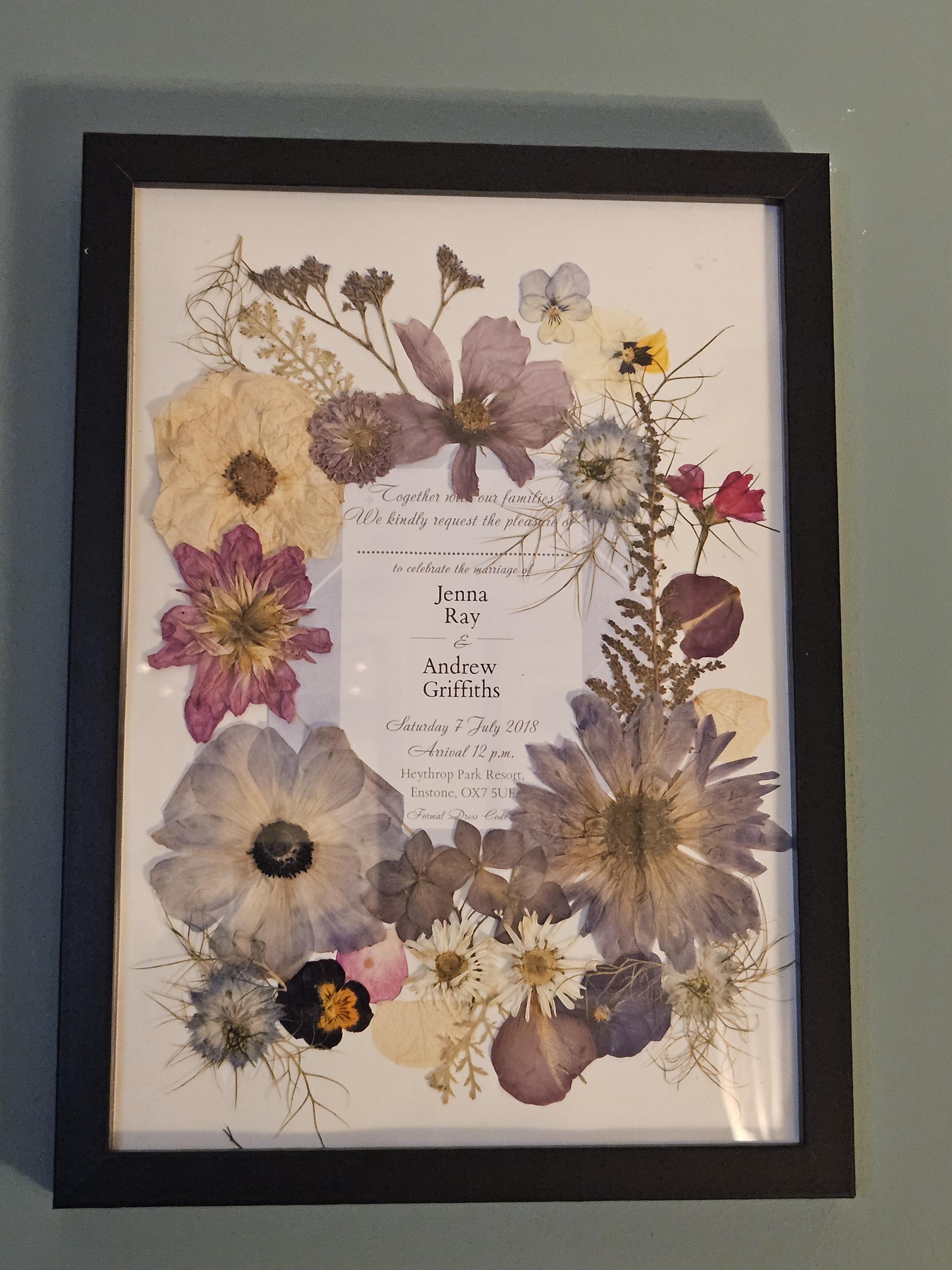 Personalised Wedding Invitation Keepsake With Dried Flowers Handmade ...