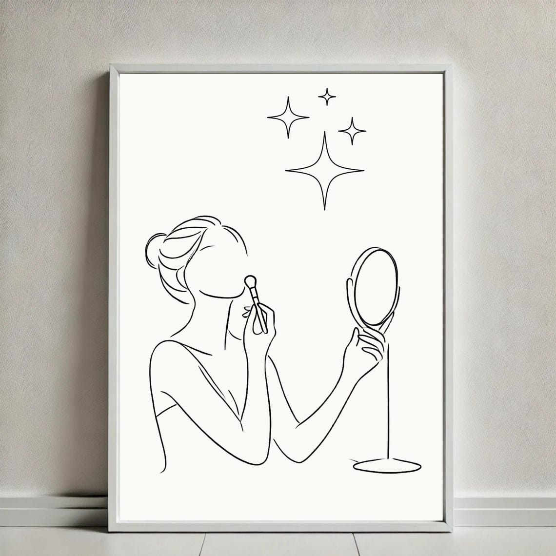 Minimalist Makeup Line Art - Elegant Digital Wall Art - Feminine Line ...