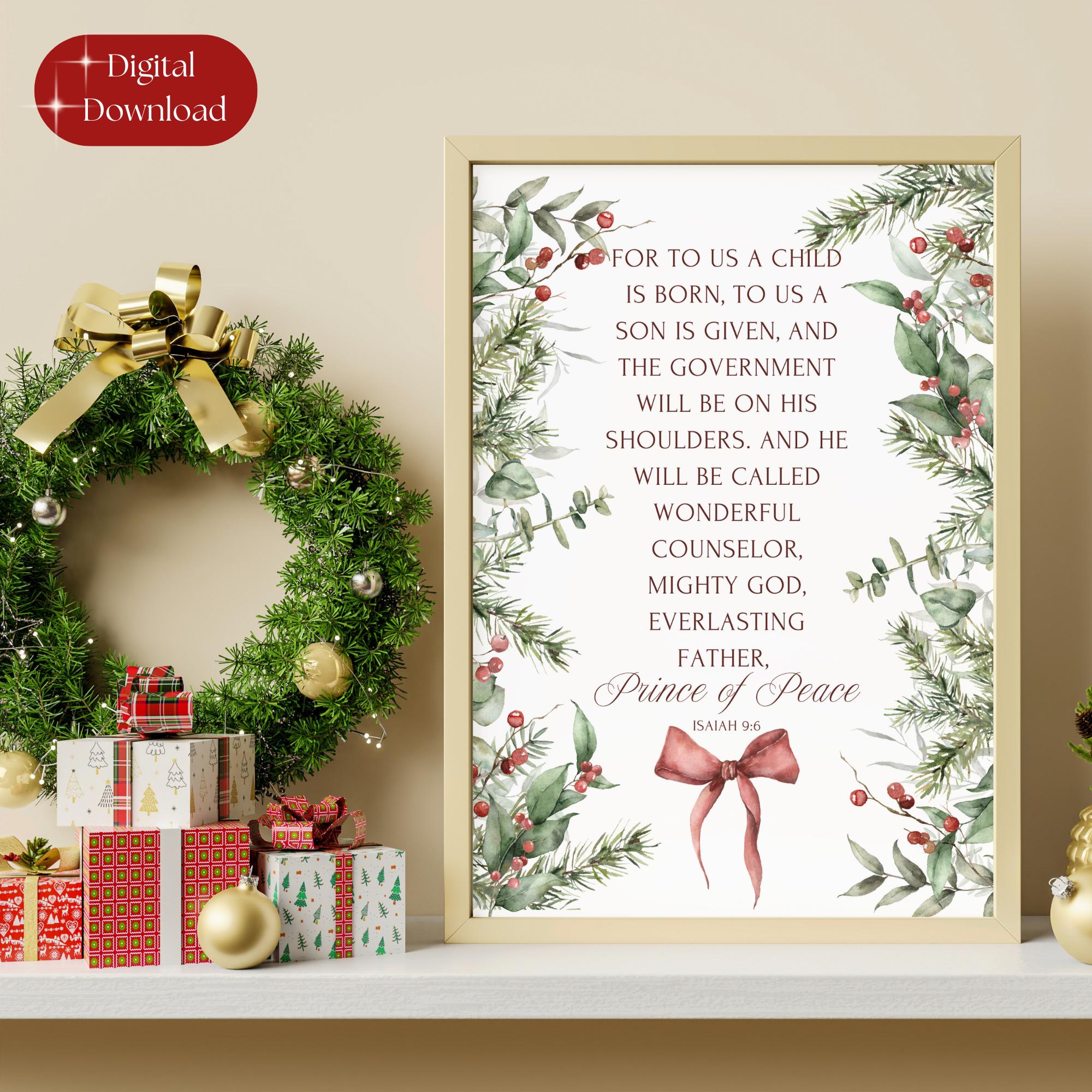 Christmas Wall Art, for Unto Us a Child is Born Wall Art, Isaiah 9:6 ...