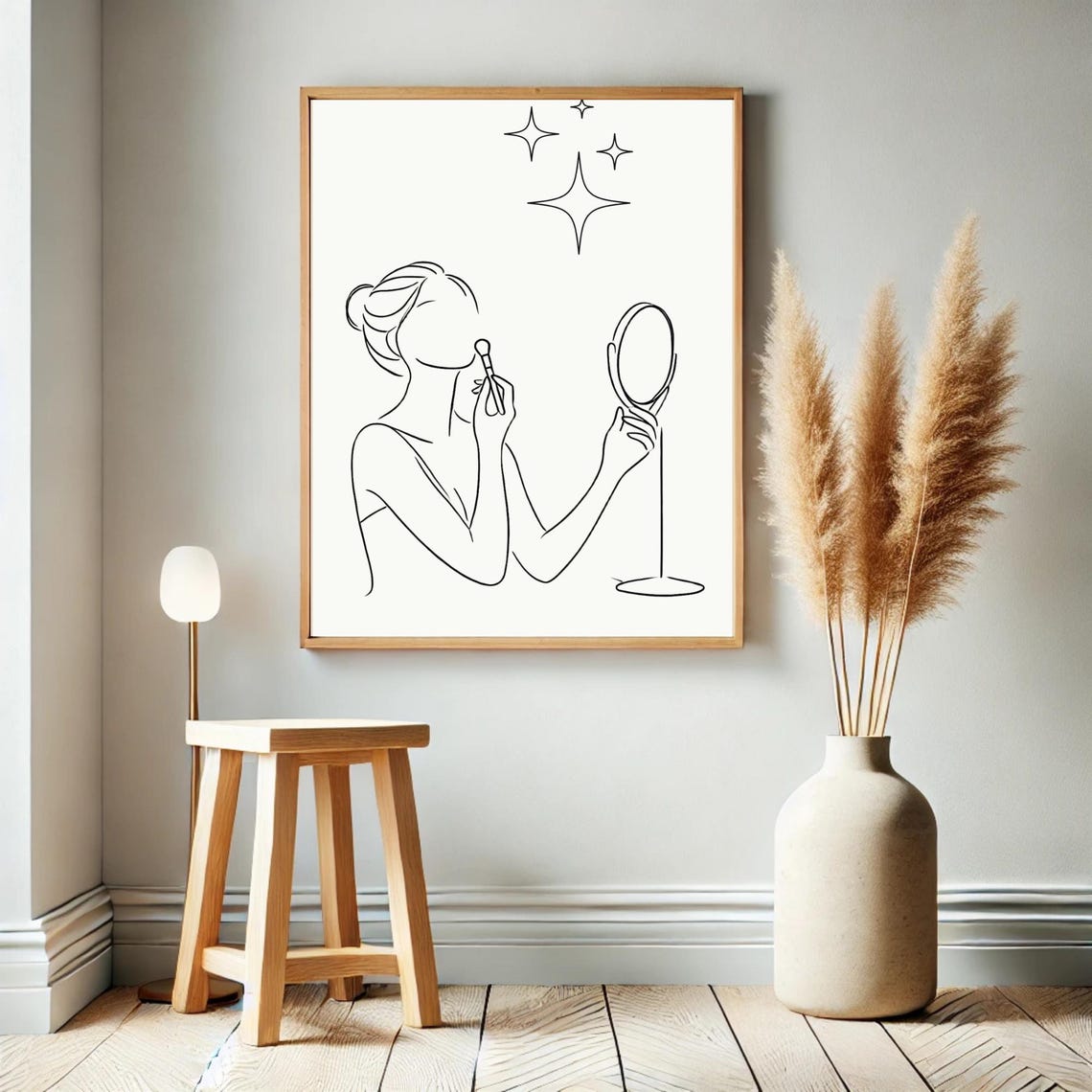 Minimalist Makeup Line Art - Elegant Digital Wall Art - Feminine Line ...