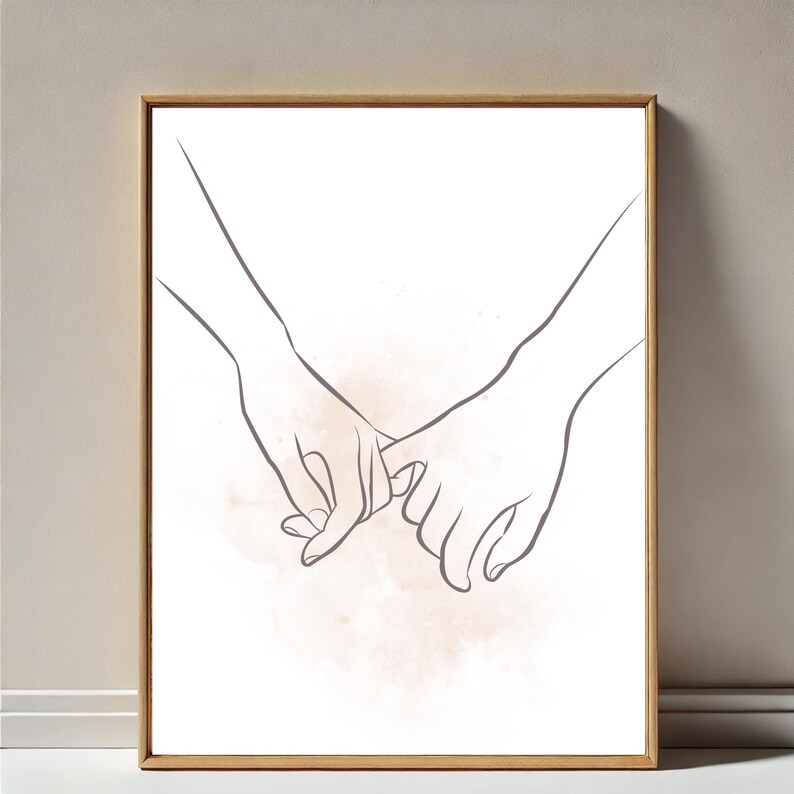 Minimalist Line Art of Holding Hands | Modern Printable Wall Art - Etsy
