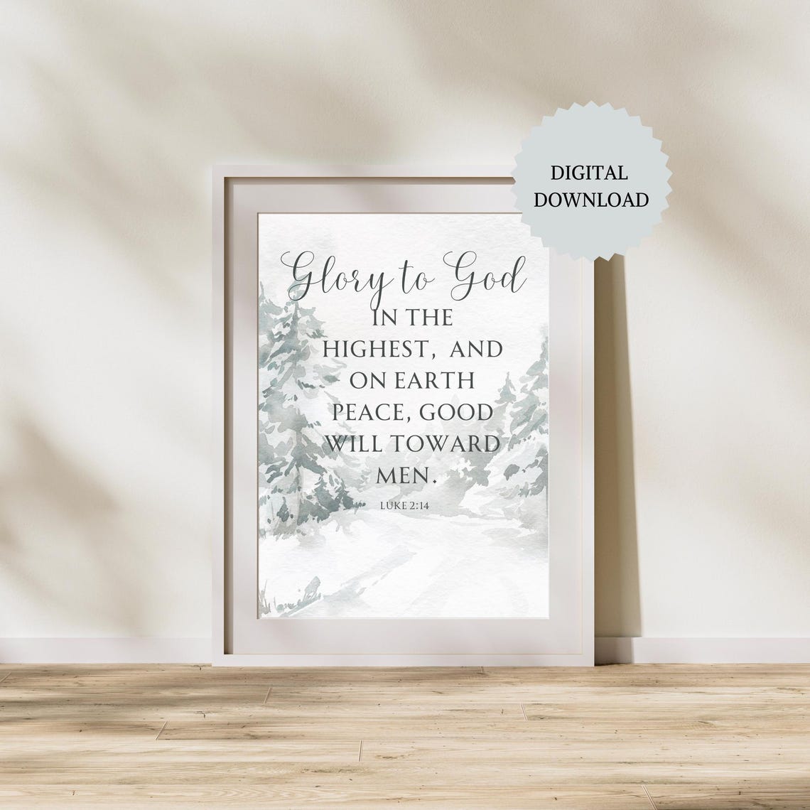 Glory to God in the Highest Wall Art, Luke 2:14 Bible Verse Printable ...