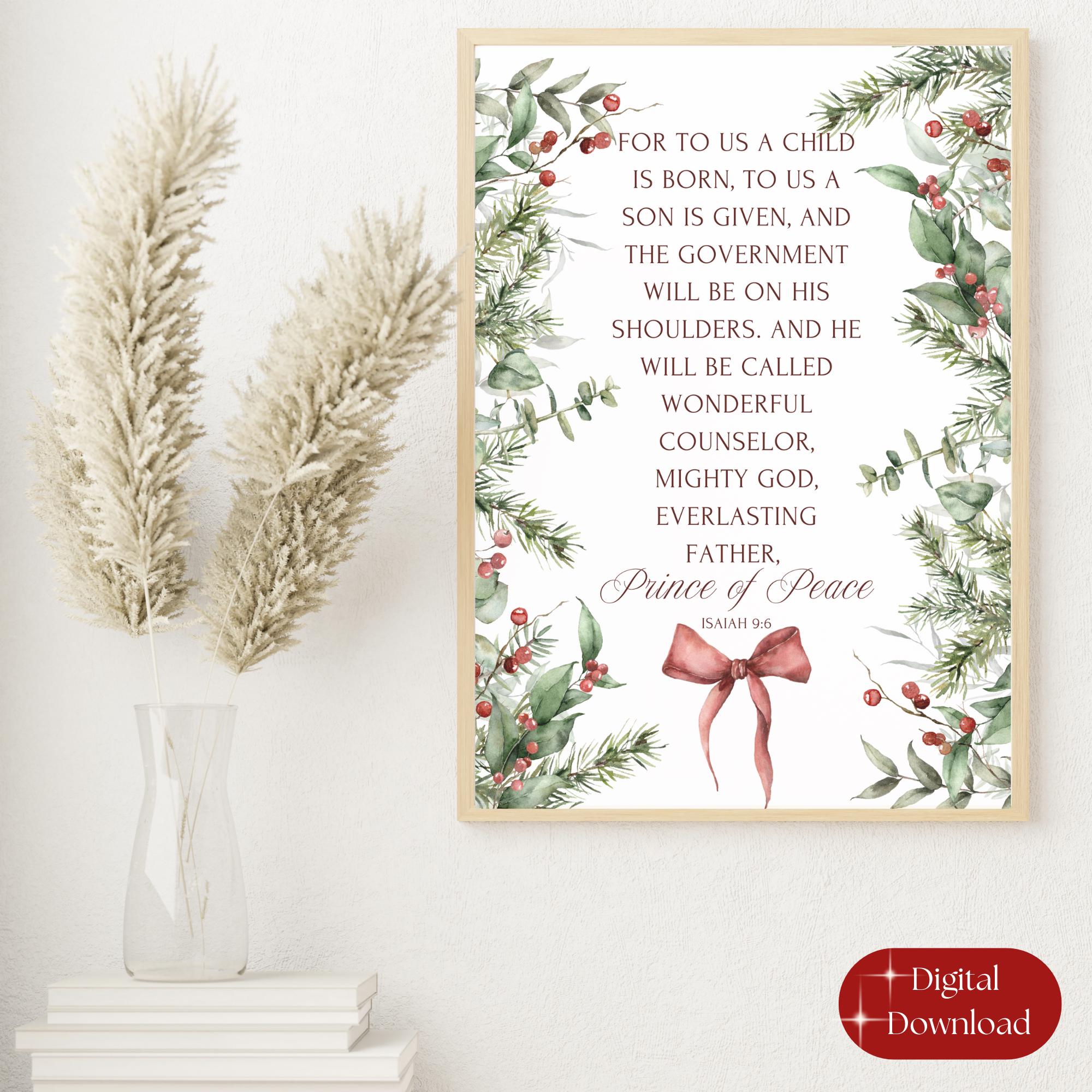 Christmas Wall Art, for Unto Us a Child is Born Wall Art, Isaiah 9:6 ...