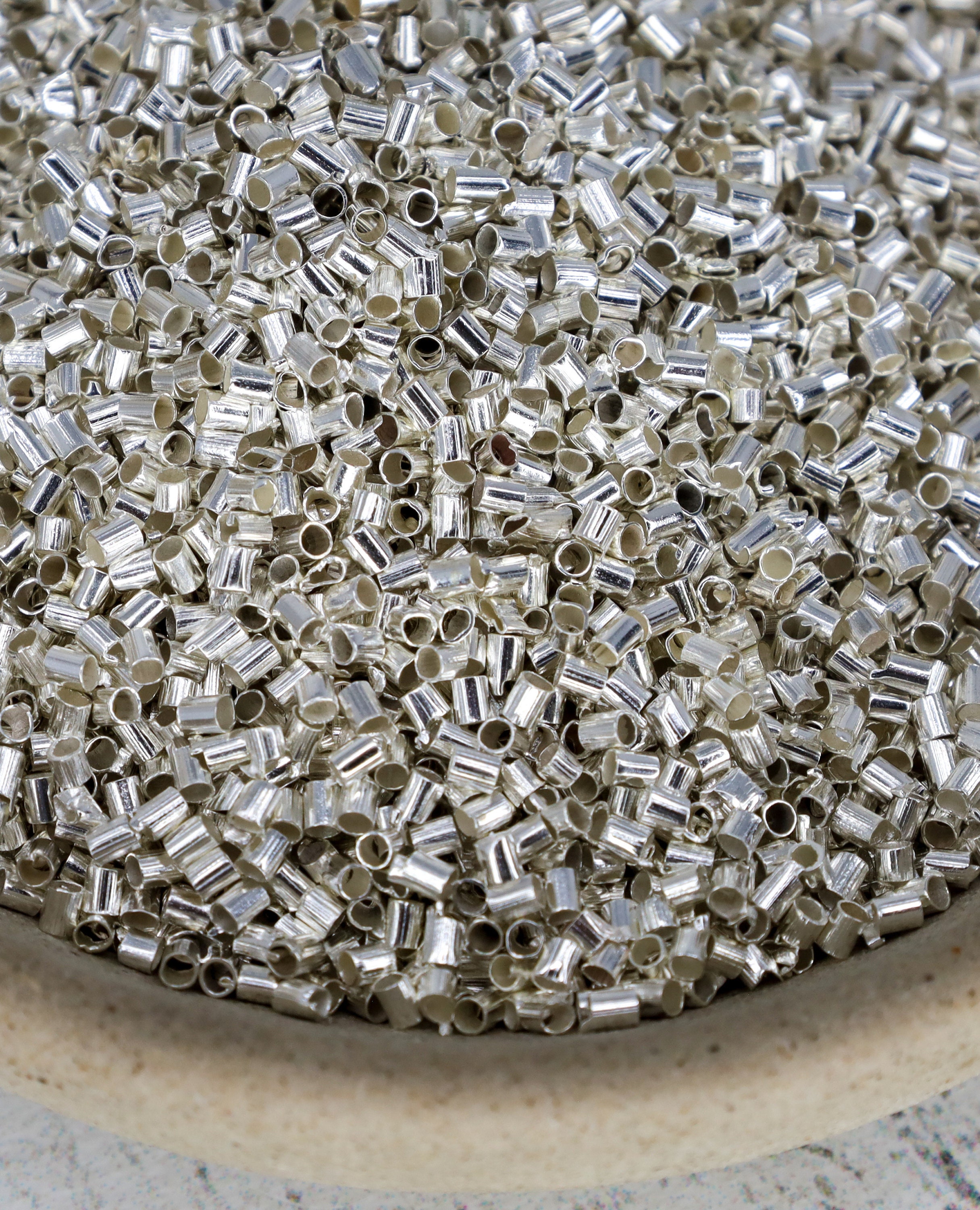 Brass Tube Crimp Beads, End Beads, Jewelry Findings, Bright Silver or ...