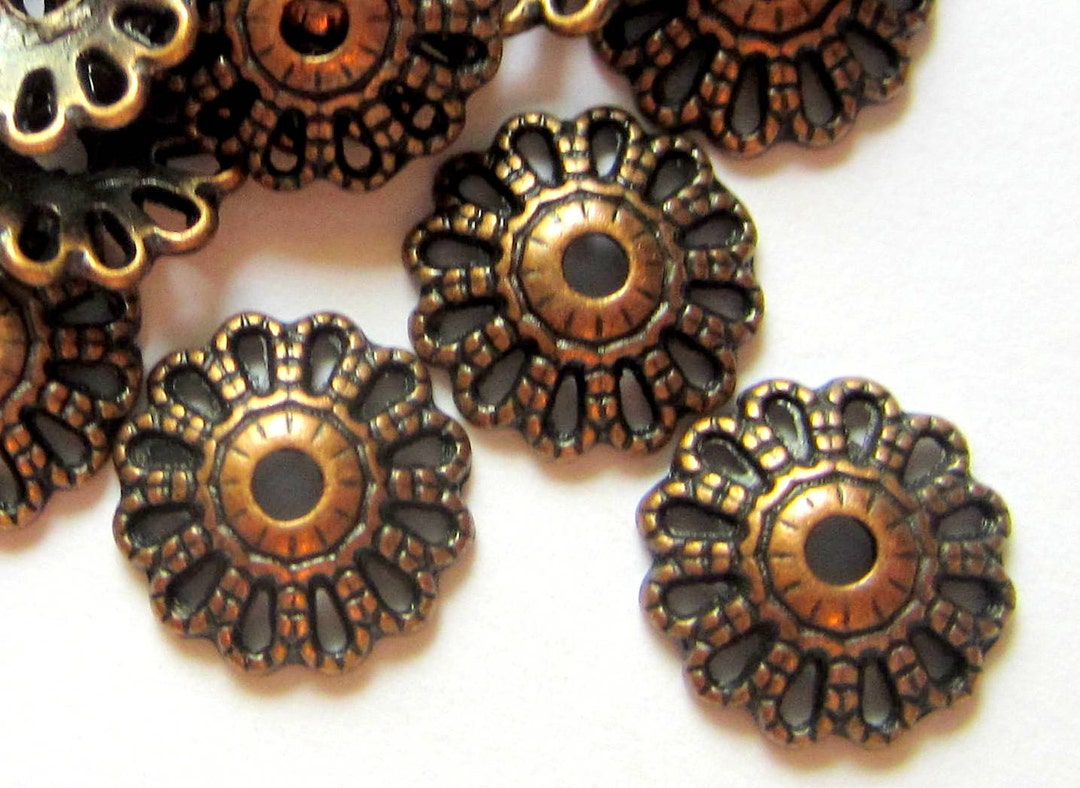 30 Red Copper Bead Caps 12mm Lace Filigree Diy Jewelry Making - Etsy