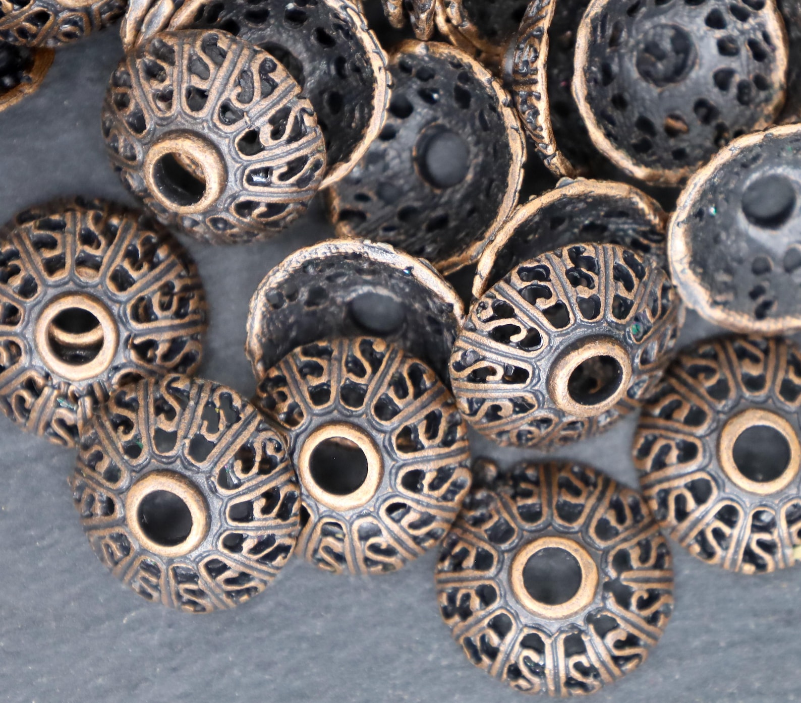 Red Copper Filigree Bead Caps - Filigree Jewelry Supplies - Copper ...