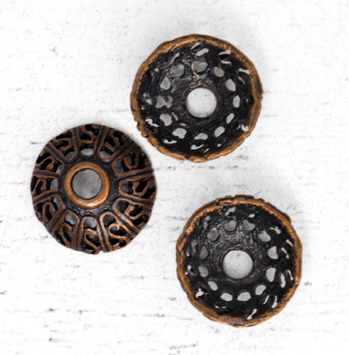 Red Copper Filigree Bead Caps - Filigree Jewelry Supplies - Copper ...